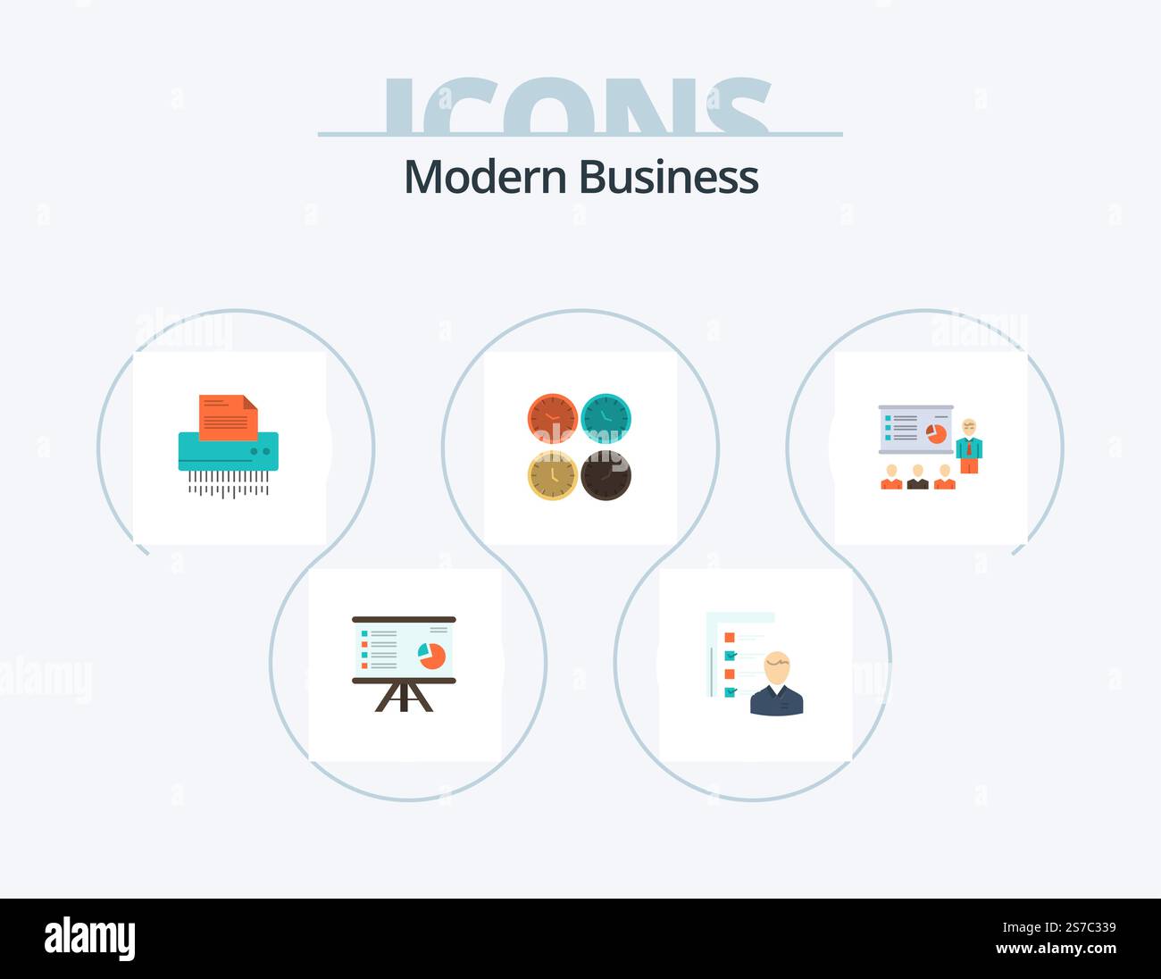 Modern Business Flat Icon Pack 5 Icon Design. data. shredder. abilities ...