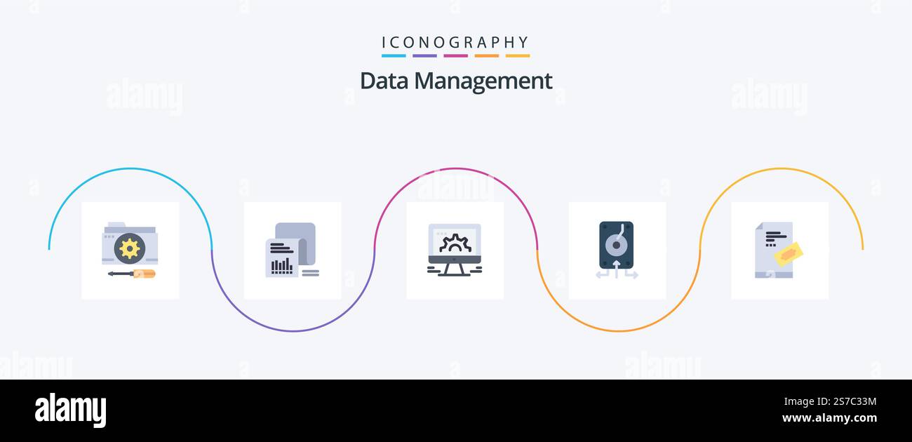 Data Management Flat 5 Icon Pack Including file. backup. list. web ...