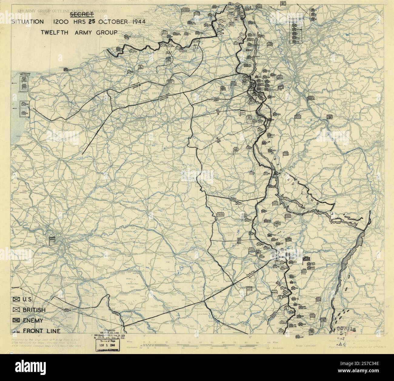 [October 25, 1944], HQ Twelfth Army Group situation map. 1944 by Allied ...