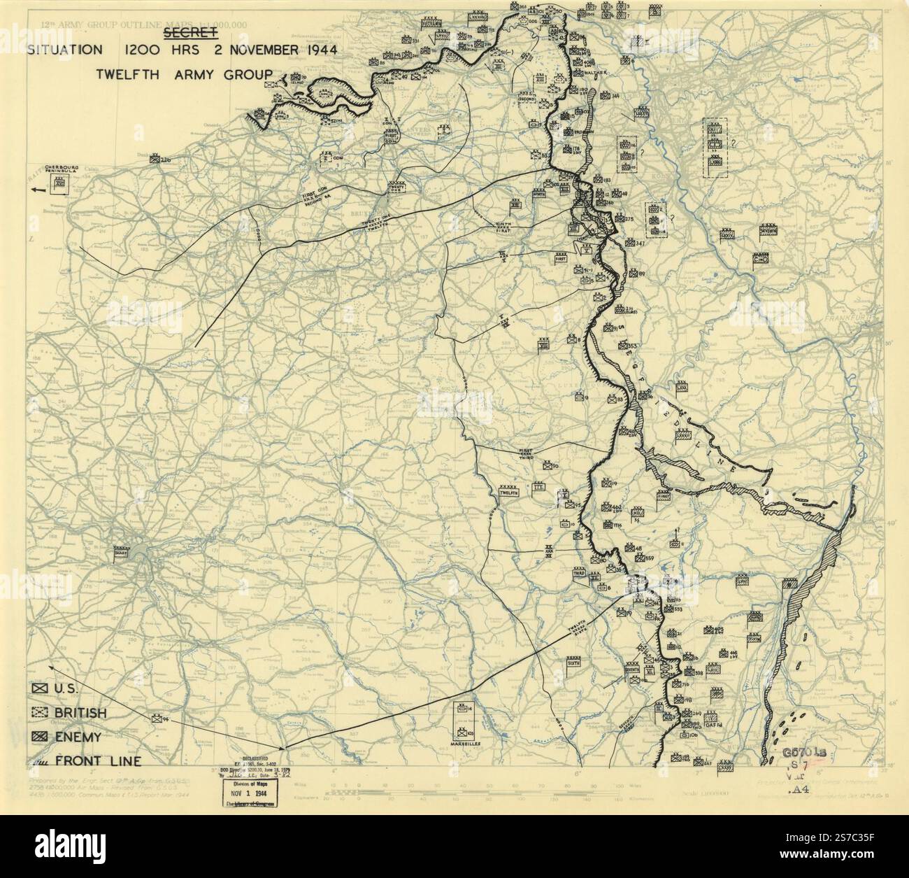 [November 2, 1944], HQ Twelfth Army Group situation map. 1944 by Allied ...