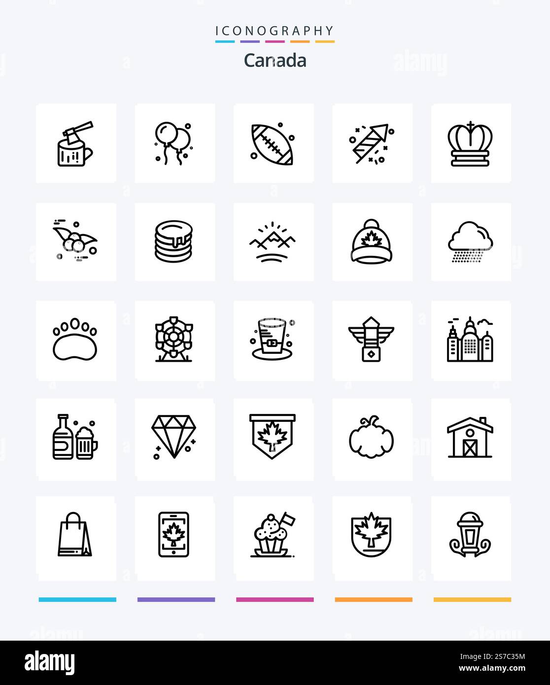 Creative Canada 25 OutLine icon pack Such As royal. crown. ball. . fire ...