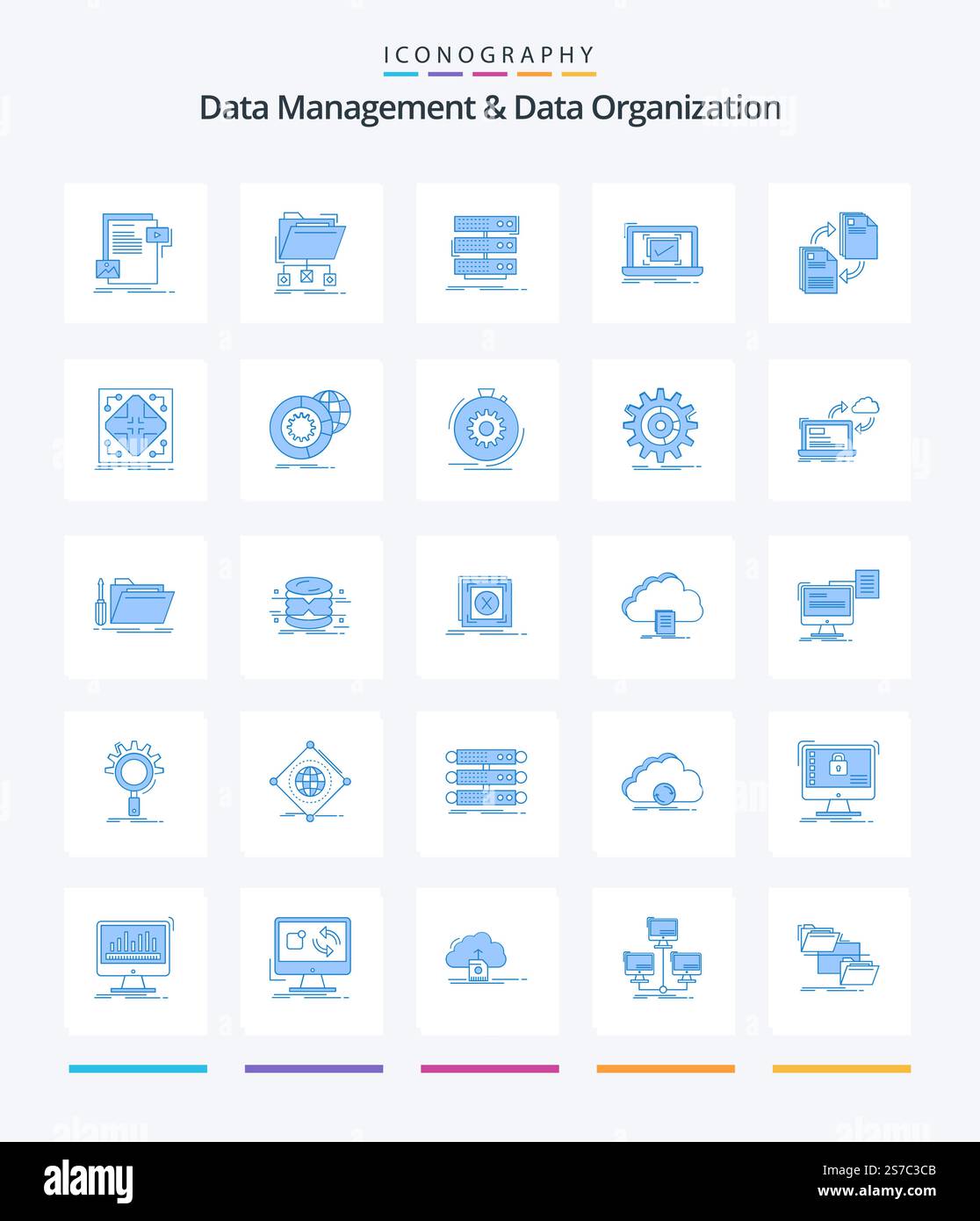 Creative Data Management And Data Organization 25 Blue icon pack Such ...