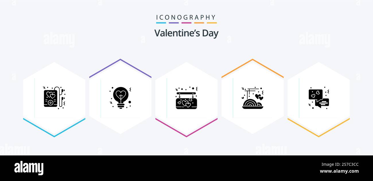 Valentines Day 25 Glyph icon pack including communication. food love ...