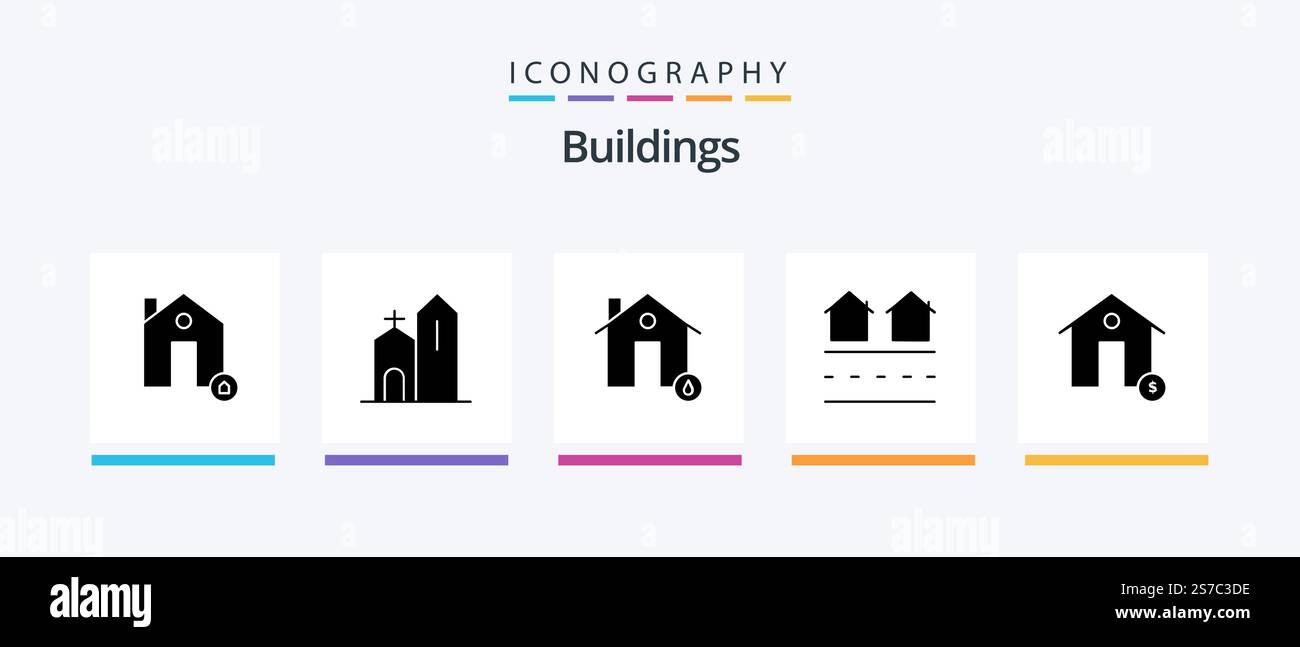 Buildings Glyph 5 Icon Pack Including housing. estate. historic. house ...