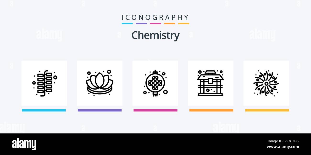 Chemistry Line 5 Icon Pack Including online experiment. lab. chemistry ...