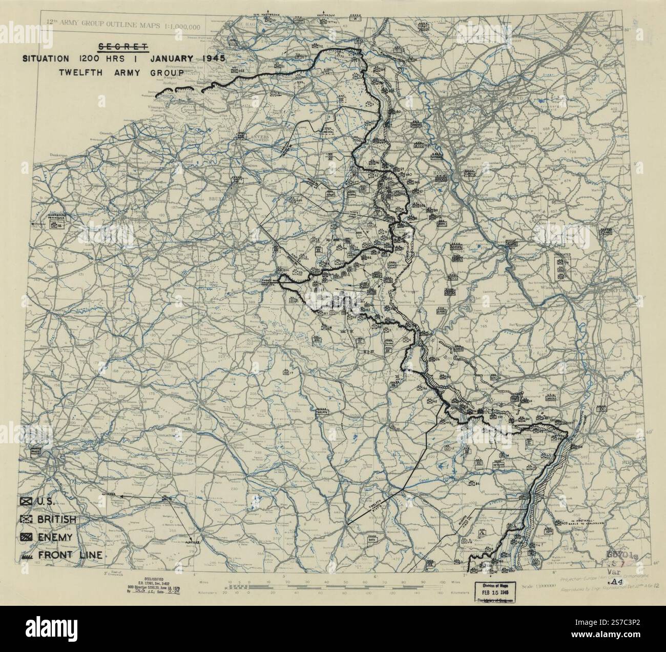 [January 1, 1945], HQ Twelfth Army Group situation map. 1945 by Allied ...