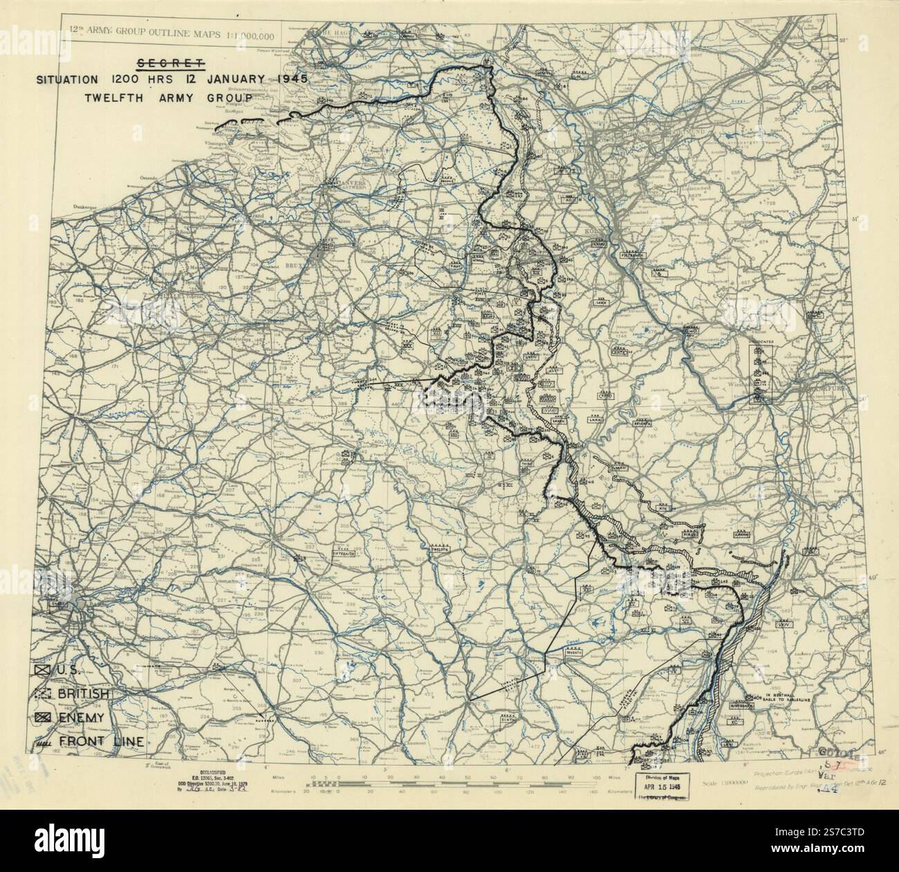 [January 12, 1945], HQ Twelfth Army Group situation map. 1945 by Allied ...