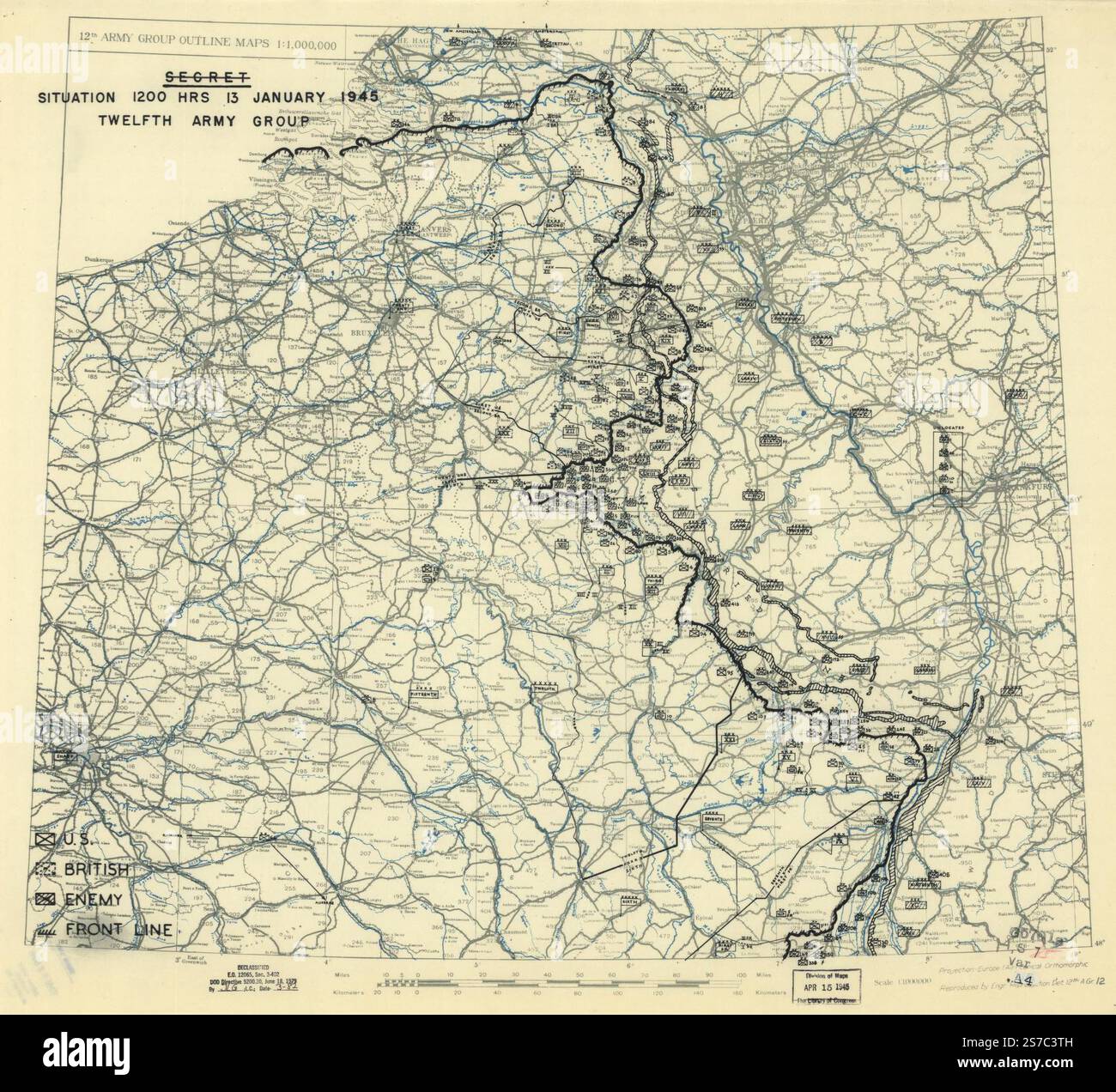 [January 13, 1945], HQ Twelfth Army Group situation map. 1945 by Allied ...