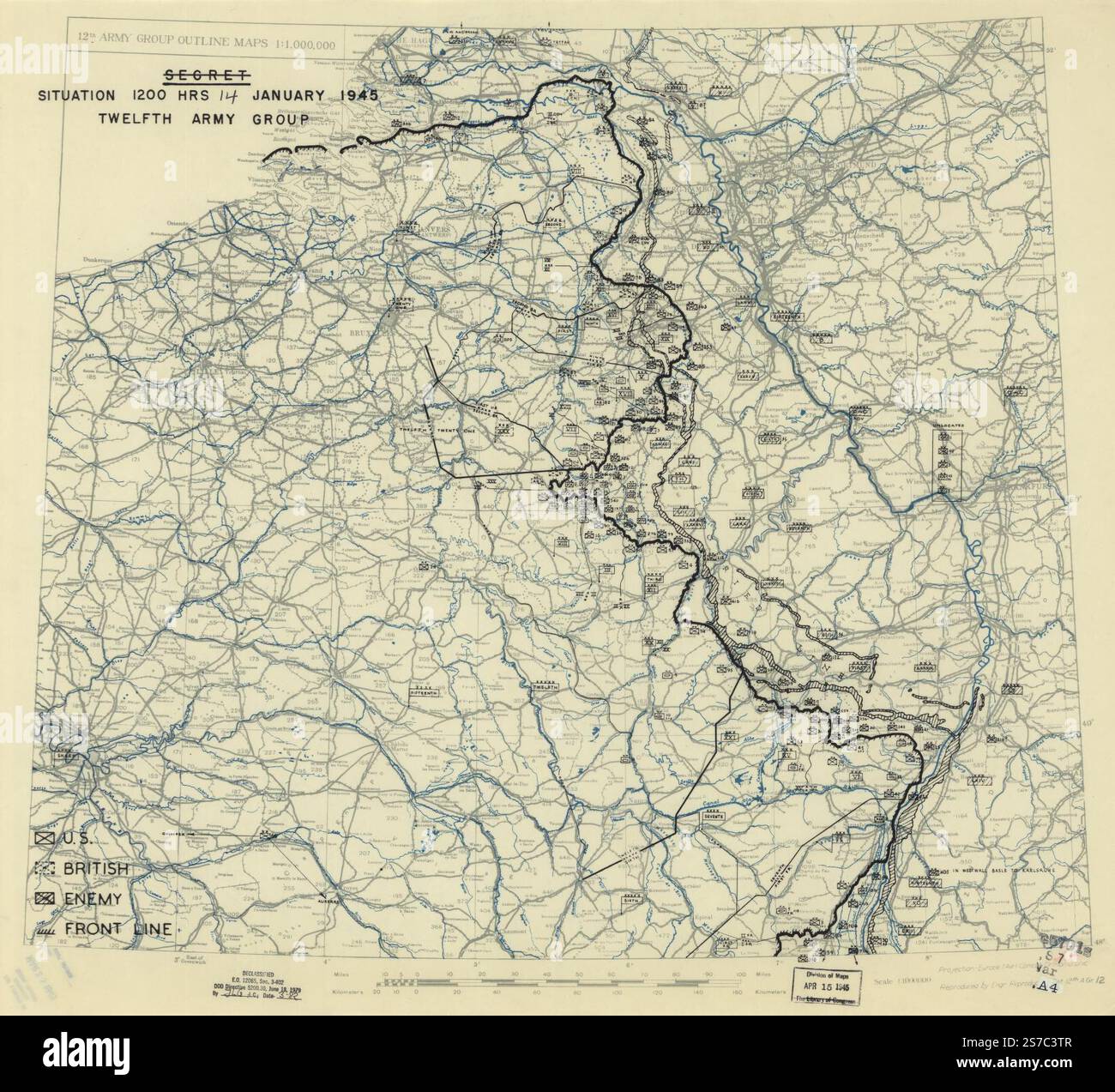 [January 14, 1945], HQ Twelfth Army Group situation map. 1945 by Allied ...
