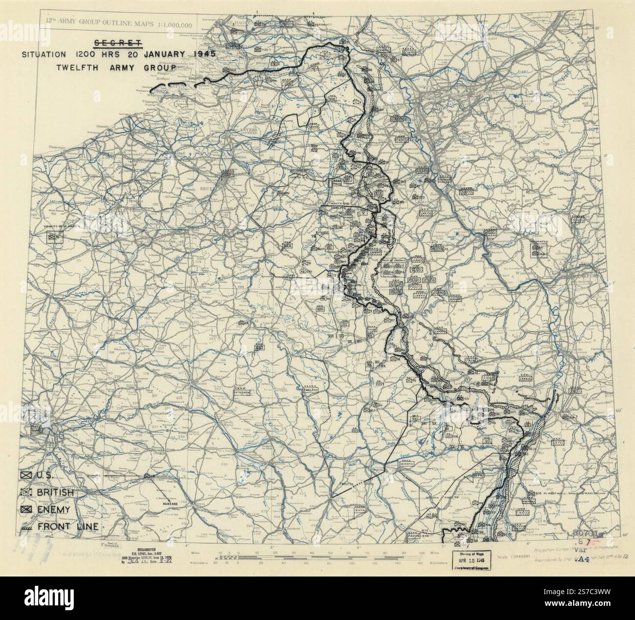 [January 20, 1945], HQ Twelfth Army Group situation map. 1945 by Allied ...