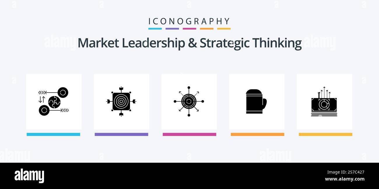 Market Leadership And Strategic Thinking Glyph 5 Icon Pack Including ...