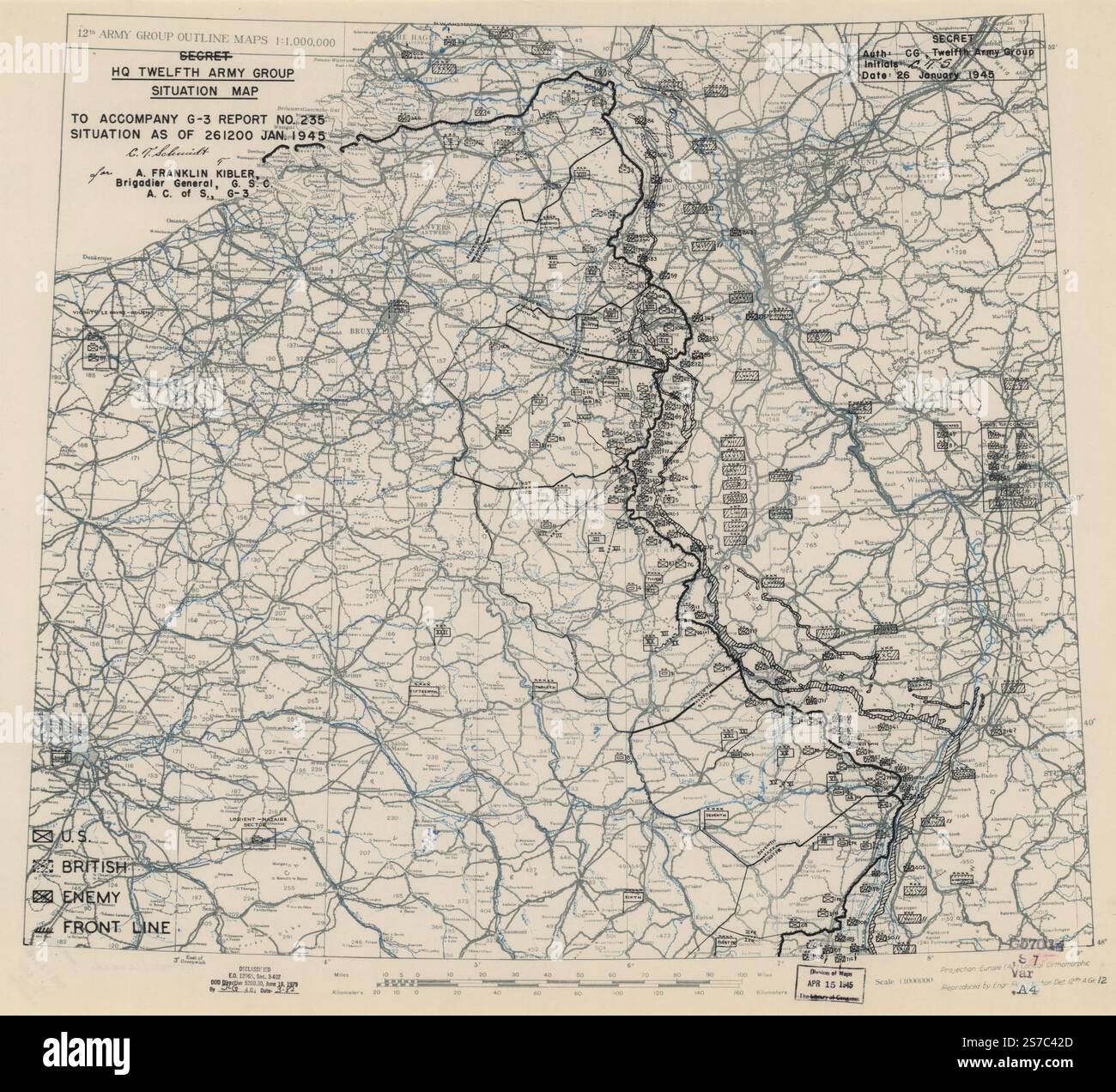 [January 26, 1945], HQ Twelfth Army Group situation map. 1945 by Allied ...