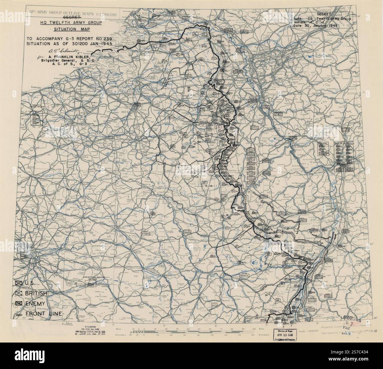 [January 30, 1945], HQ Twelfth Army Group situation map. 1945 by Allied ...