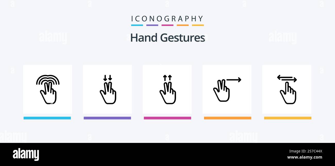 Hand Gestures Line 5 Icon Pack Including gestures. hand. fingers. gestures. finger. Creative ...