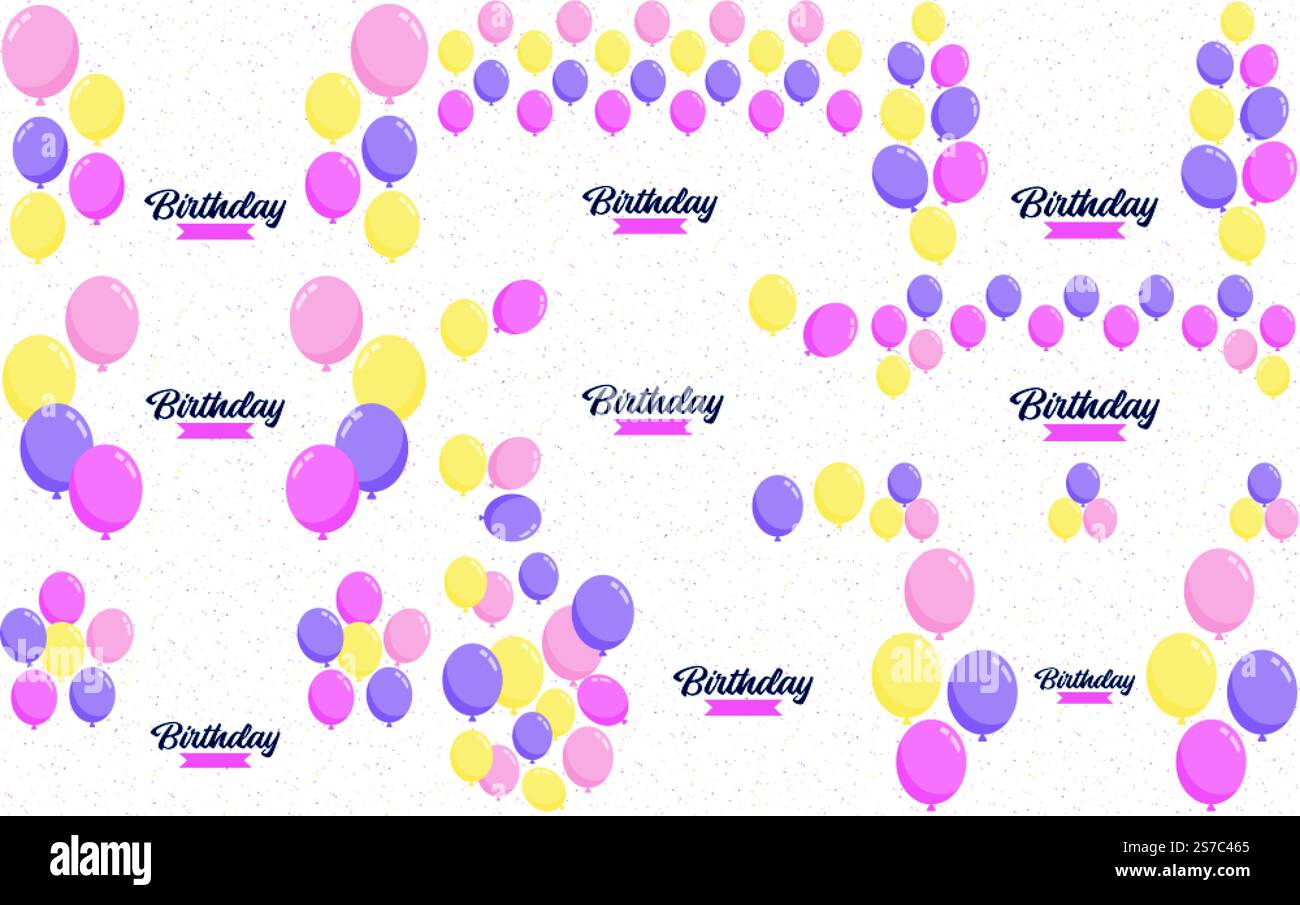 Happy Birthday design with a pastel color scheme and a hand-drawn cake ...
