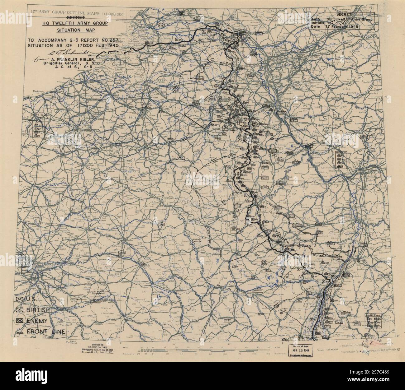 [February 17, 1945], HQ Twelfth Army Group situation map. 1945 by ...