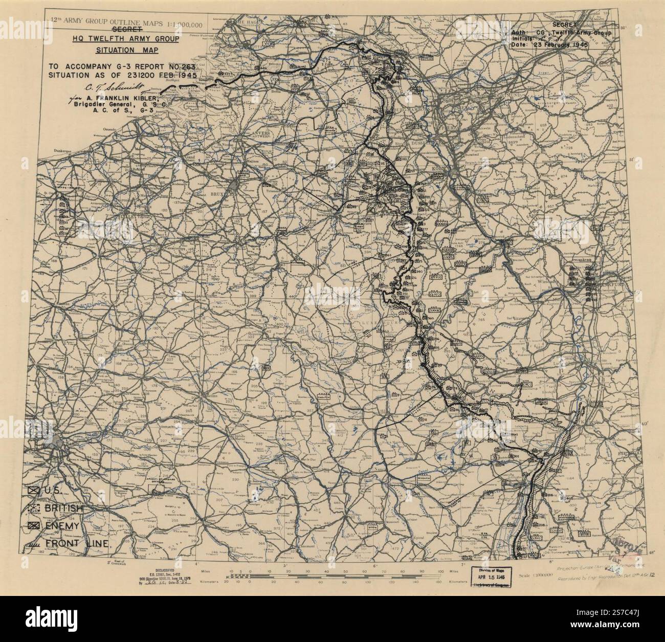 [February 23, 1945], HQ Twelfth Army Group situation map. 1945 by ...