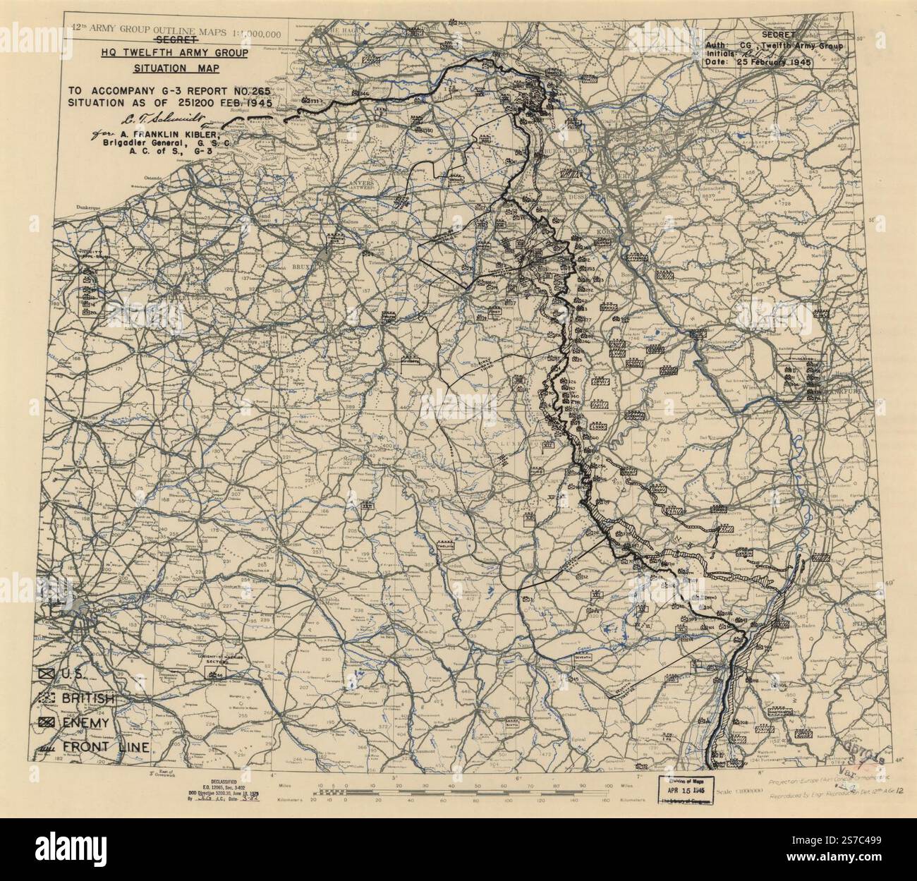 [February 25, 1945], HQ Twelfth Army Group situation map. 1945 by ...