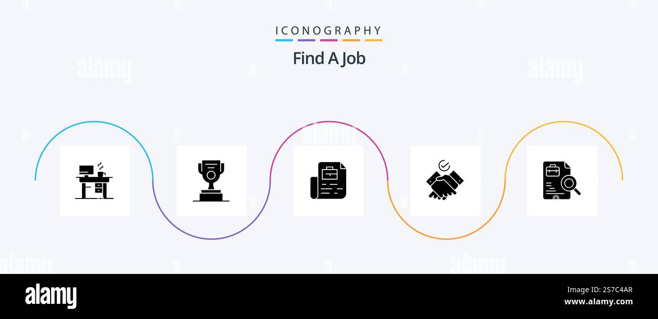 Find A Job Glyph 5 Icon Pack Including search. worker. document. work ...