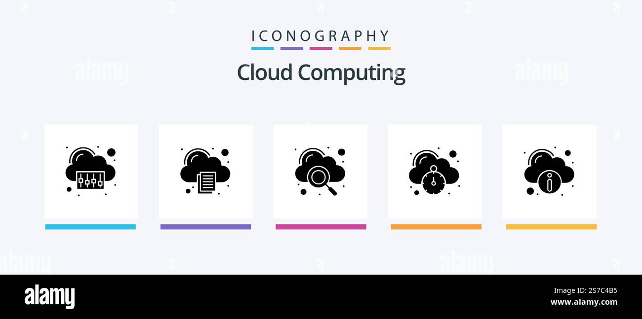 Cloud Computing Glyph 5 Icon Pack Including info. speedometer. cloud. speed. fast hosting ...