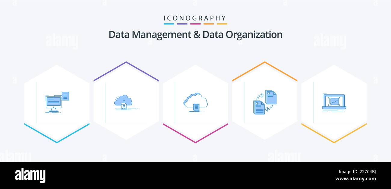 Data Management And Data Organization 25 Blue icon pack including file ...