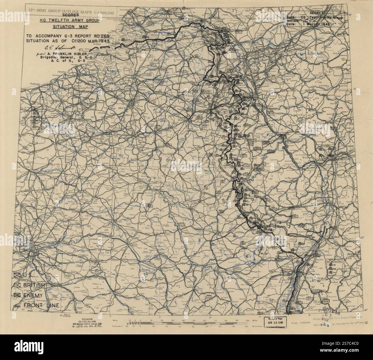 [March 1, 1945], HQ Twelfth Army Group situation map. 1945 by Allied ...