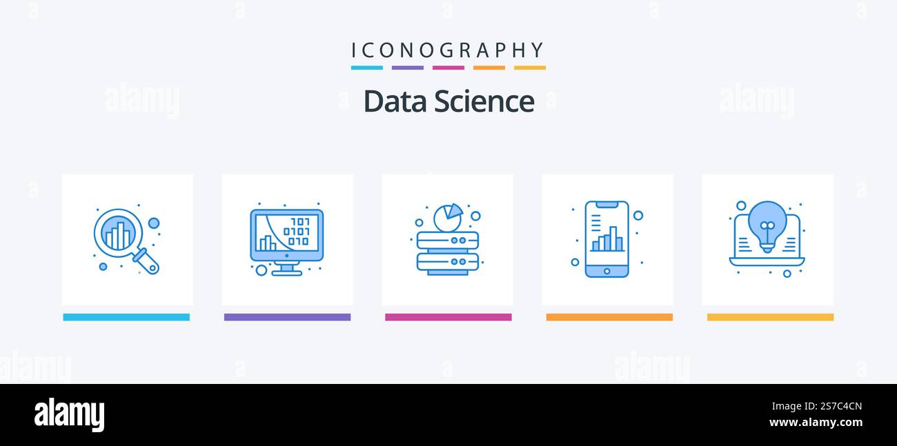 Data Science Blue 5 Icon Pack Including document. mobile. monitor ...