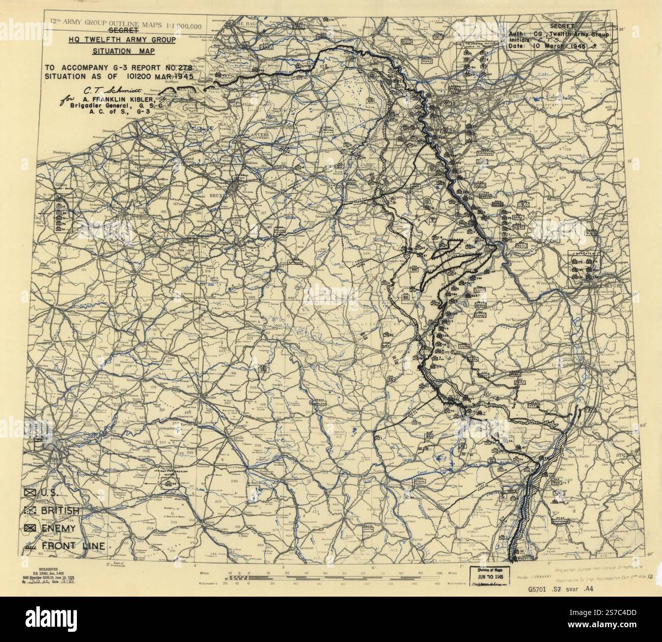 [March 10, 1945], HQ Twelfth Army Group situation map. 1945 by Allied ...