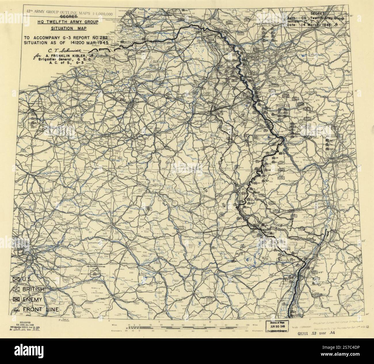 [March 14, 1945], HQ Twelfth Army Group situation map. 1945 by Allied ...