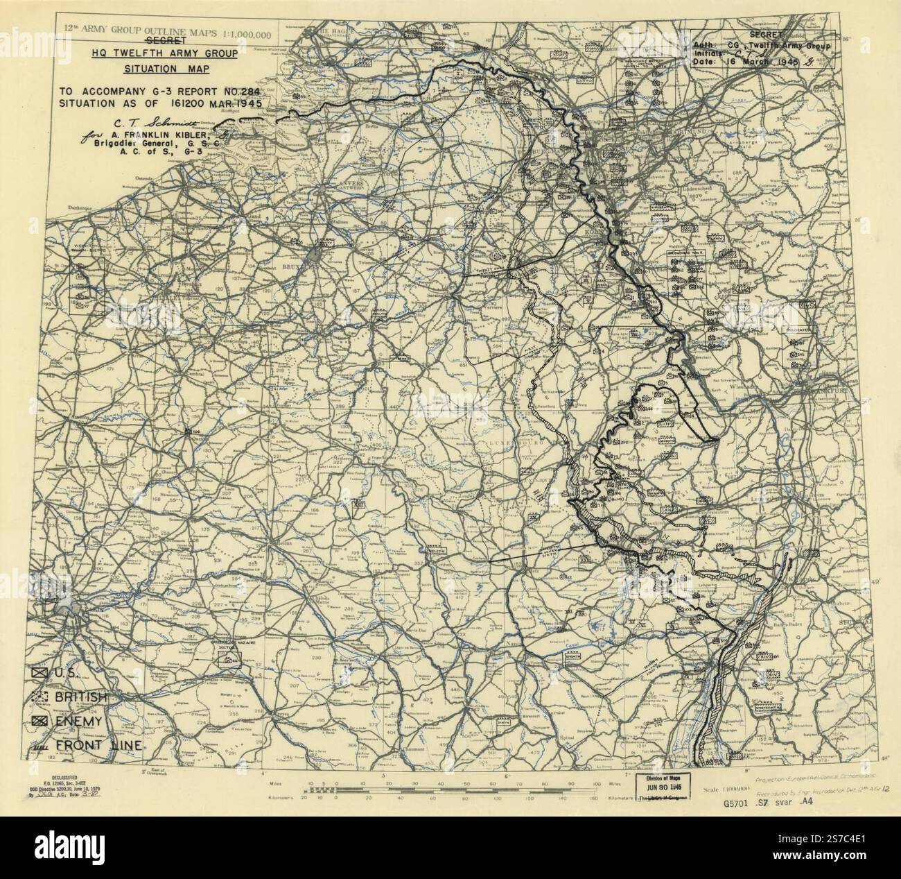 [March 16, 1945], HQ Twelfth Army Group situation map. 1945 by Allied ...