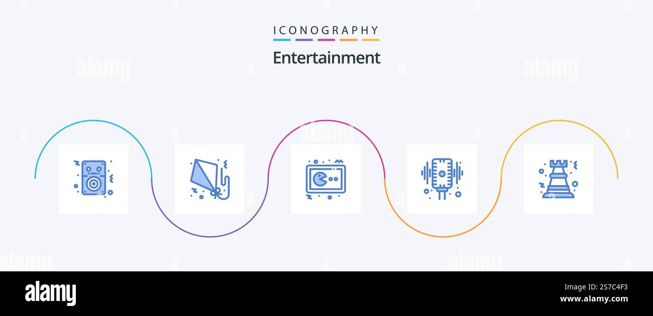 Entertainment Blue 5 Icon Pack Including sound. mic. pac man. record ...