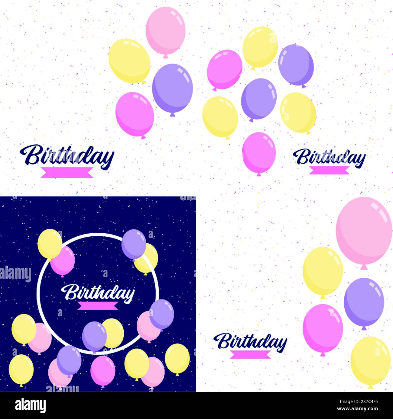 Happy Birthday in a playful. hand-drawn font with a background of ...