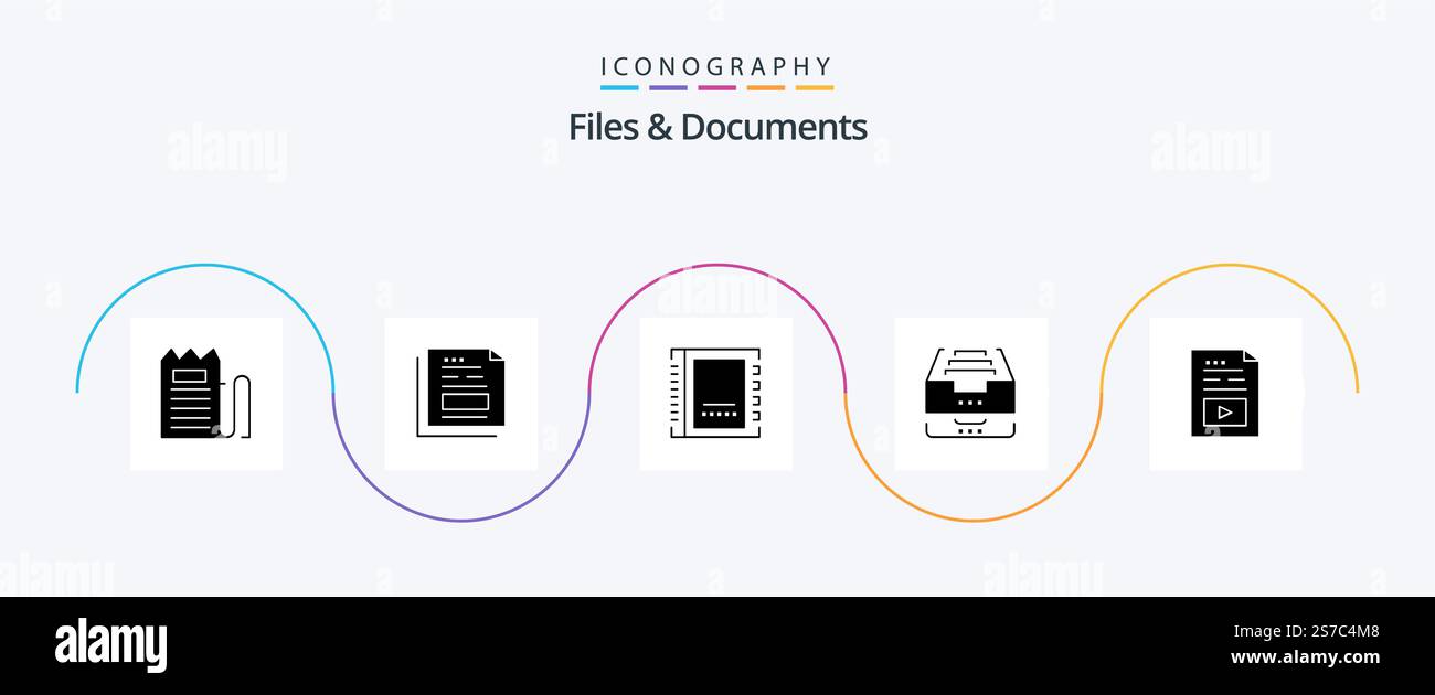 Files And Documents Glyph 5 Icon Pack Including data. archive. invoice ...
