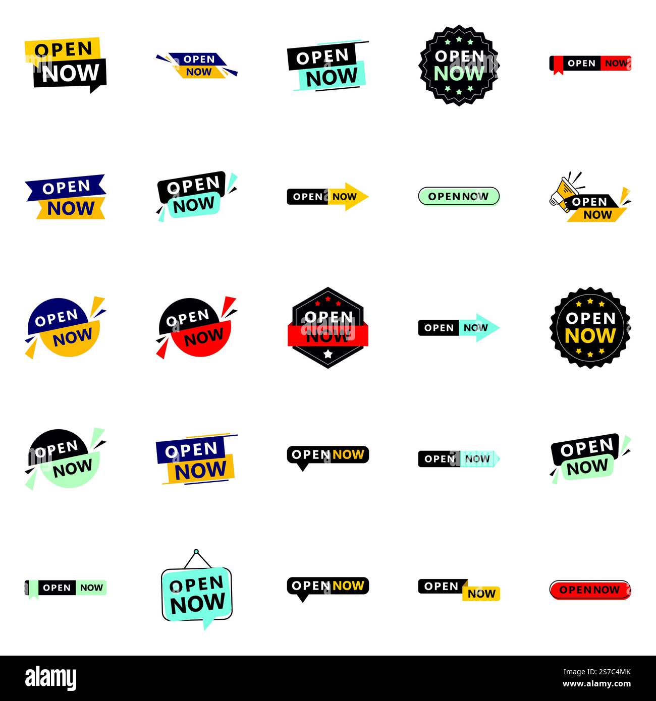 Open Now Sign Pack 25 Customizable Designs Stock Vector Image & Art - Alamy