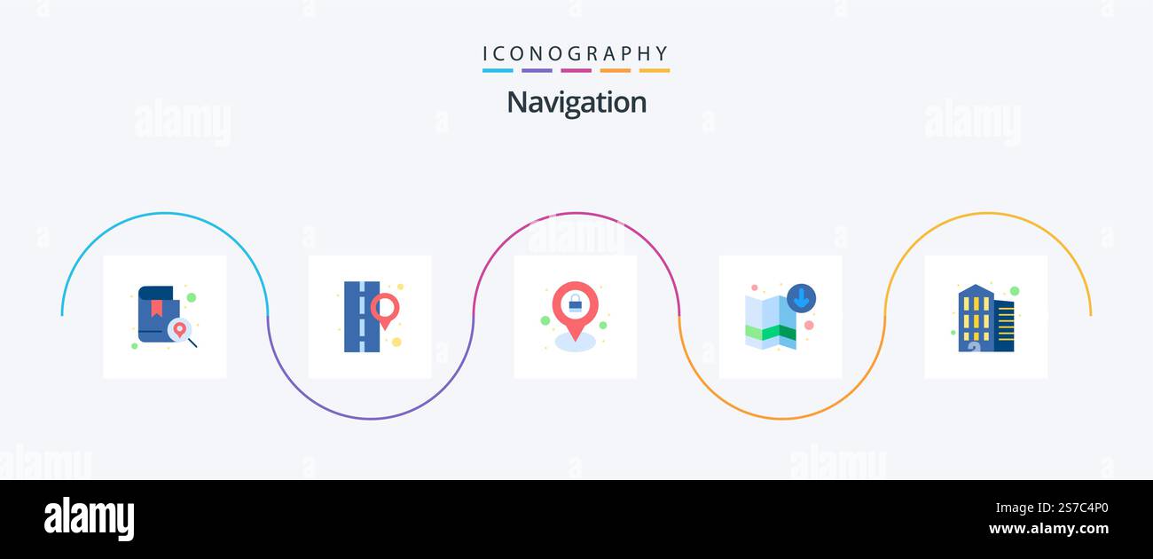 Navigation Flat 5 Icon Pack Including business. navigation. geography ...