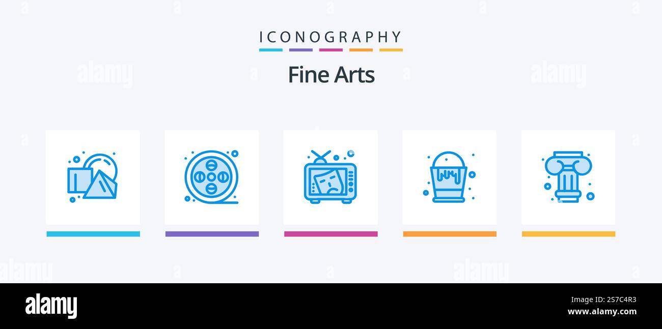 Fine Arts Blue 5 Icon Pack Including art. art. tv. color. paint. Creative Icons Design Stock ...