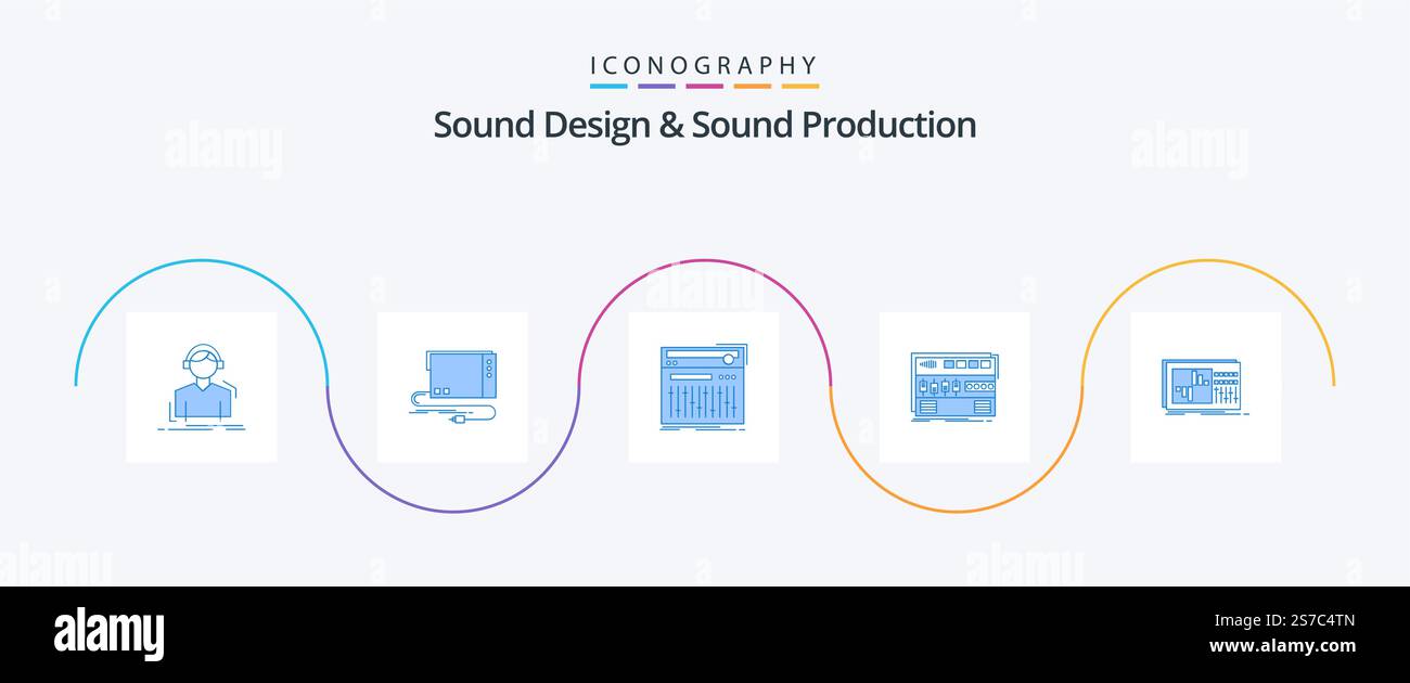 Sound Design And Sound Production Blue 5 Icon Pack Including module ...