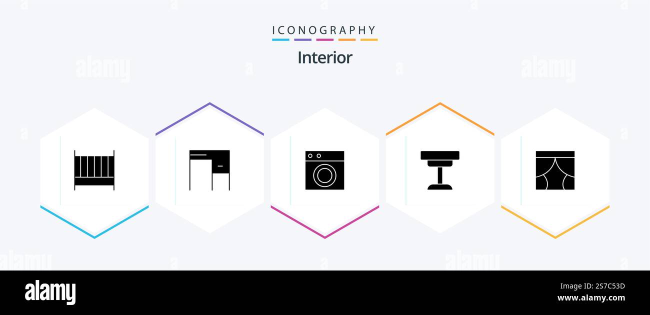 Interior 25 Glyph icon pack including table. furniture. collection ...