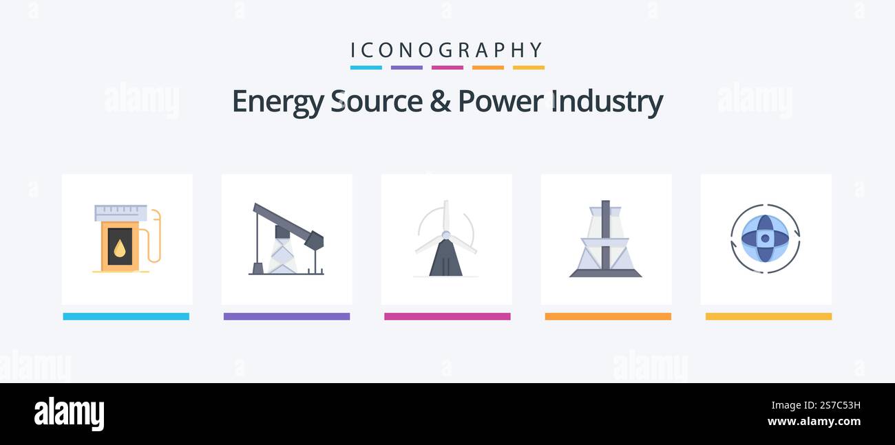 Energy Source And Power Industry Flat 5 Icon Pack Including world ...