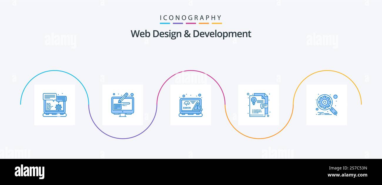 Web Design And Development Blue 5 Icon Pack Including engine. layout ...