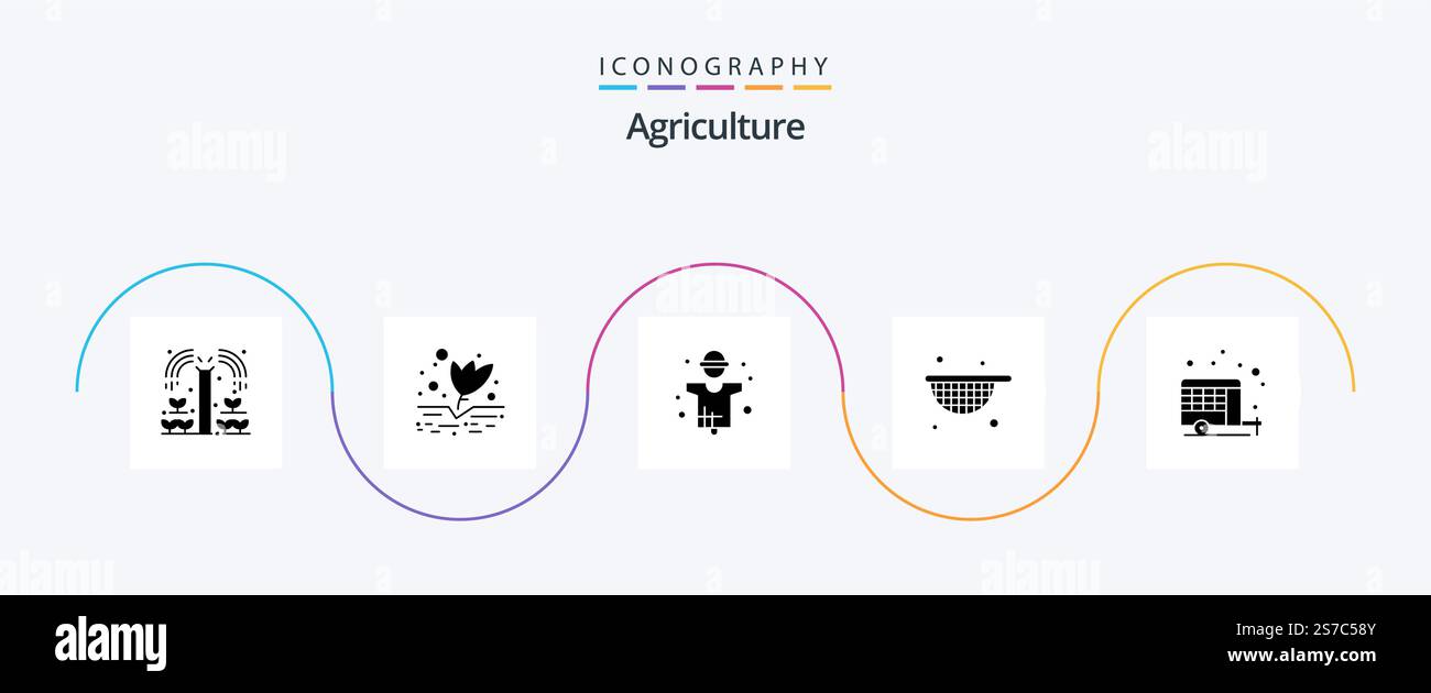 Agriculture Glyph 5 Icon Pack Including camp. food. agriculture ...