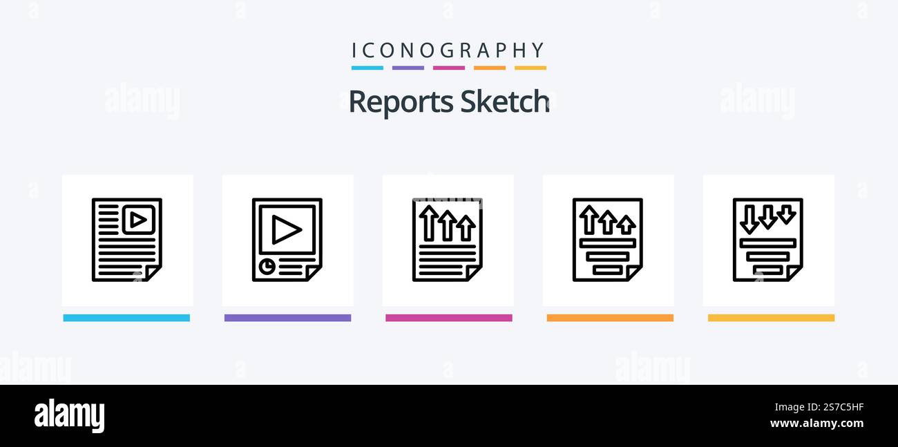 Reports Sketch Line 5 Icon Pack Including page. data. page. report ...