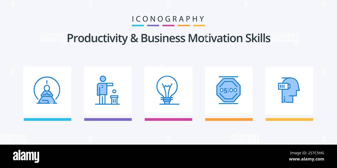Productivity And Business Motivation Skills Blue 5 Icon Pack Including ...