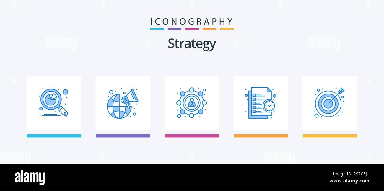 Strategy Blue 5 Icon Pack Including time. management. worldwide. list ...