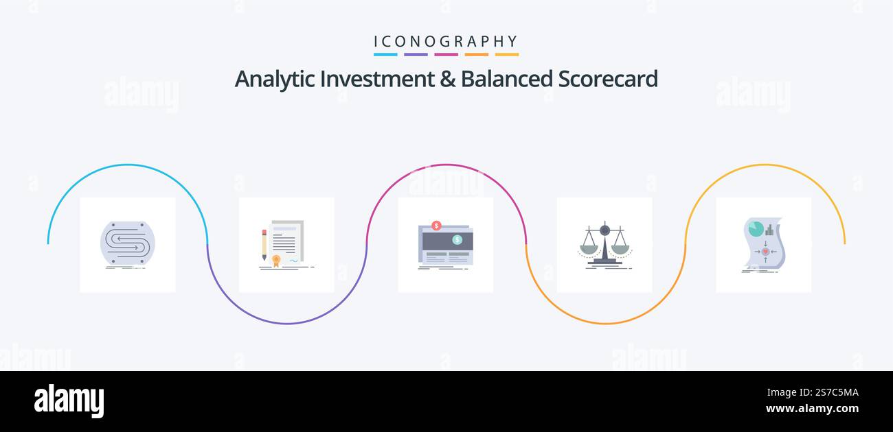 Analytic Investment And Balanced Scorecard Flat 5 Icon Pack Including ...