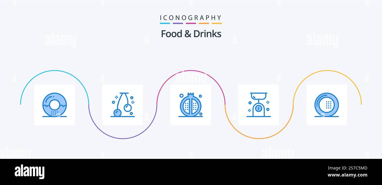 Food and Drinks Blue 5 Icon Pack Including kitchen balance. food ...
