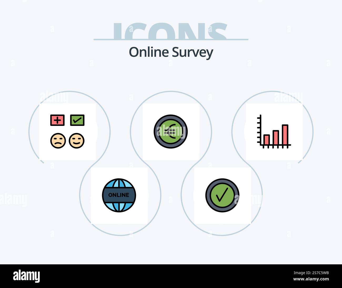 Online Survey Line Filled Icon Pack 5 Icon Design. monitor . star ...