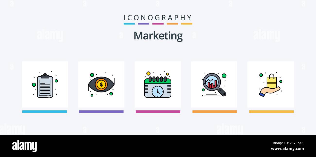 Marketing Line Filled 5 Icon Pack Including chart. seo. sign board ...