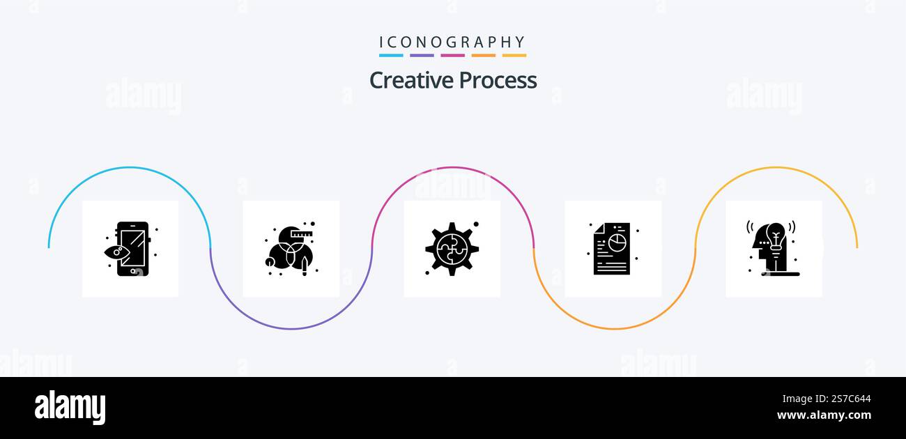 Creative Process Glyph 5 Icon Pack Including . man. process. process ...