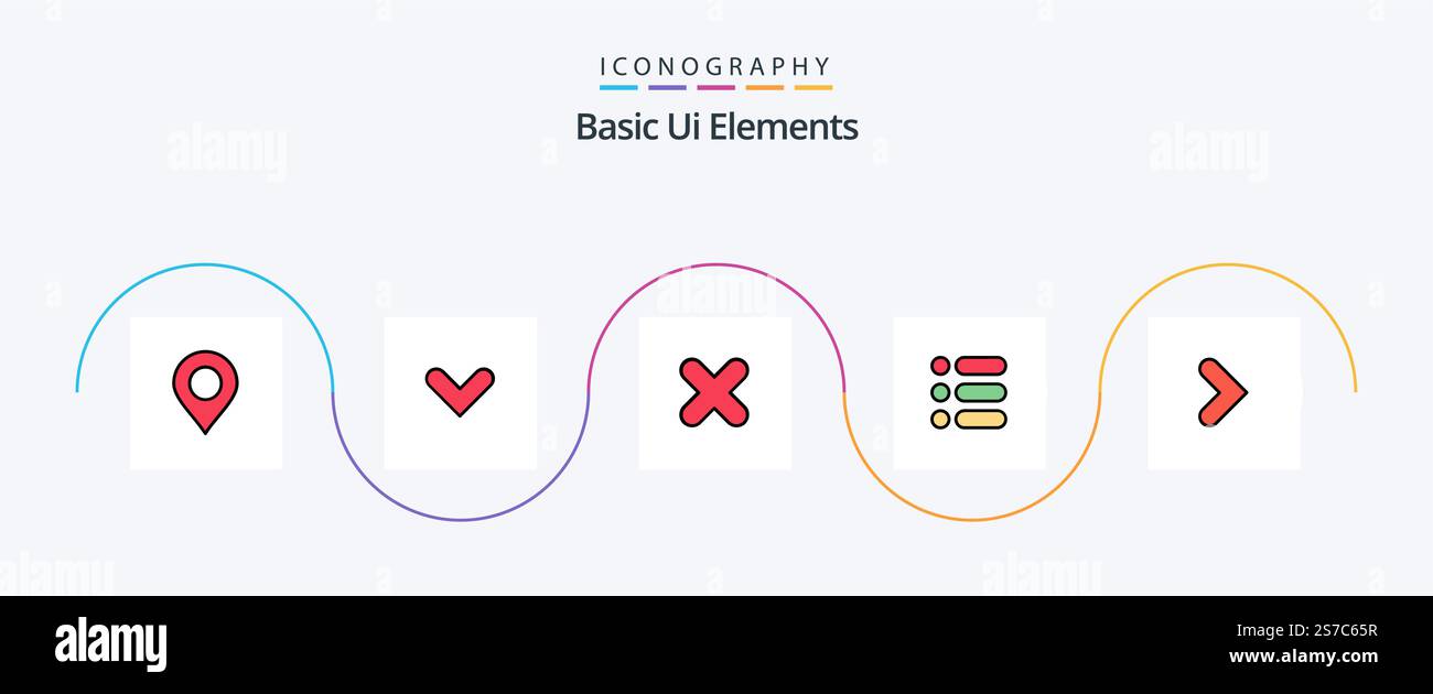 Basic Ui Elements Line Filled Flat 5 Icon Pack Including right. write ...